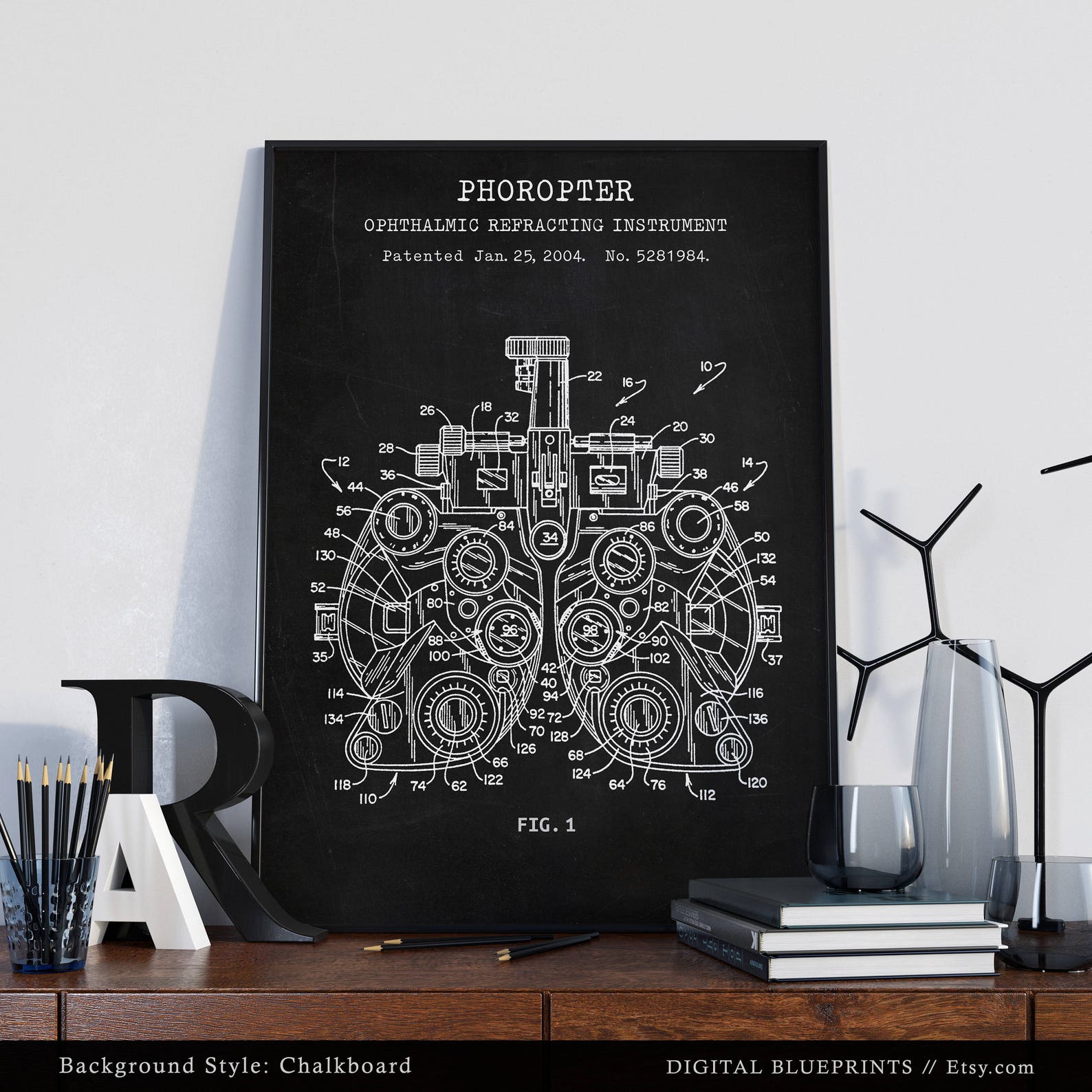 Phoropter Patent Print Blueprint Art Optometry Wall Art Eye | Etsy