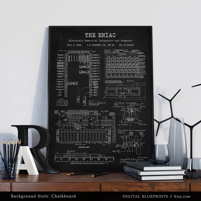 ENIAC First Programmable Computer Patent Print, Technology Art, Geek ...