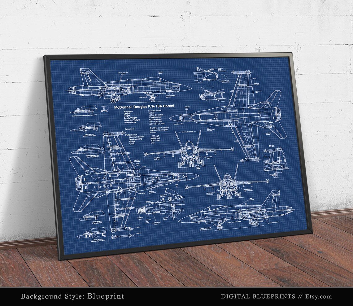 F18 Hornet Patent Print Fighter Jet Blueprint Airplane - Etsy
