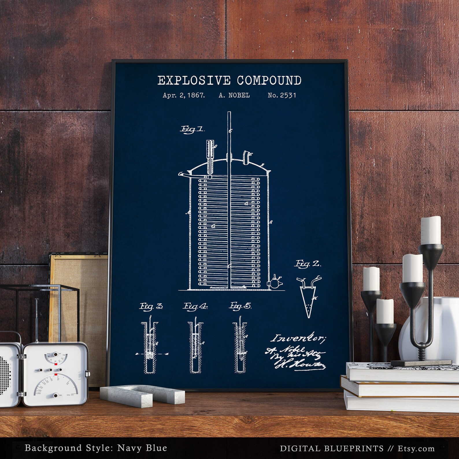 Dynamite Patent Print Alfred Nobel Blueprint Explosives - Etsy