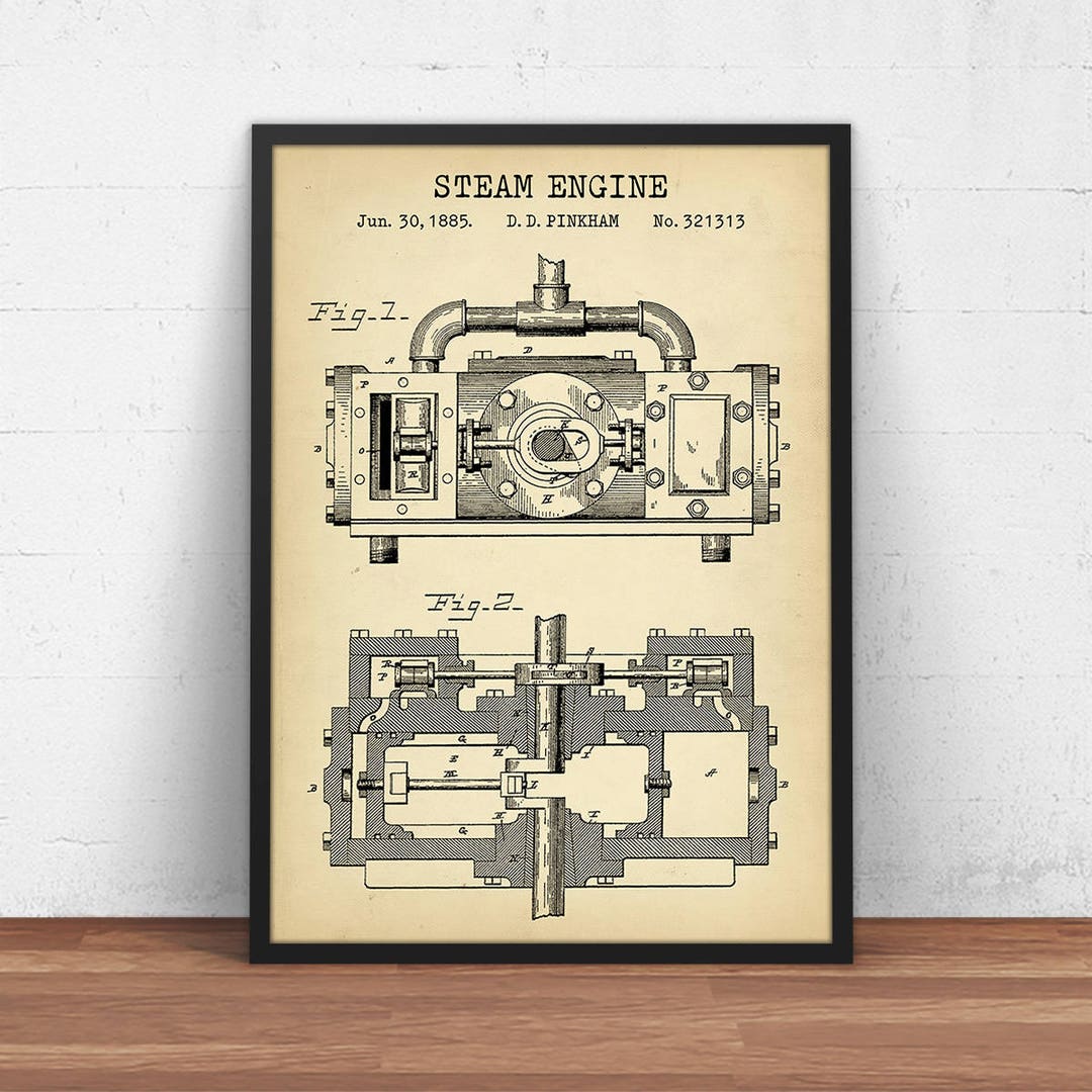 Steam Engine Patent Print, Blueprint Art, Engine Wall Art, Mechanic ...