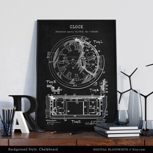 Vintage Clock Patent Print, 1915 Clock Illustration, Horology Wall Art ...