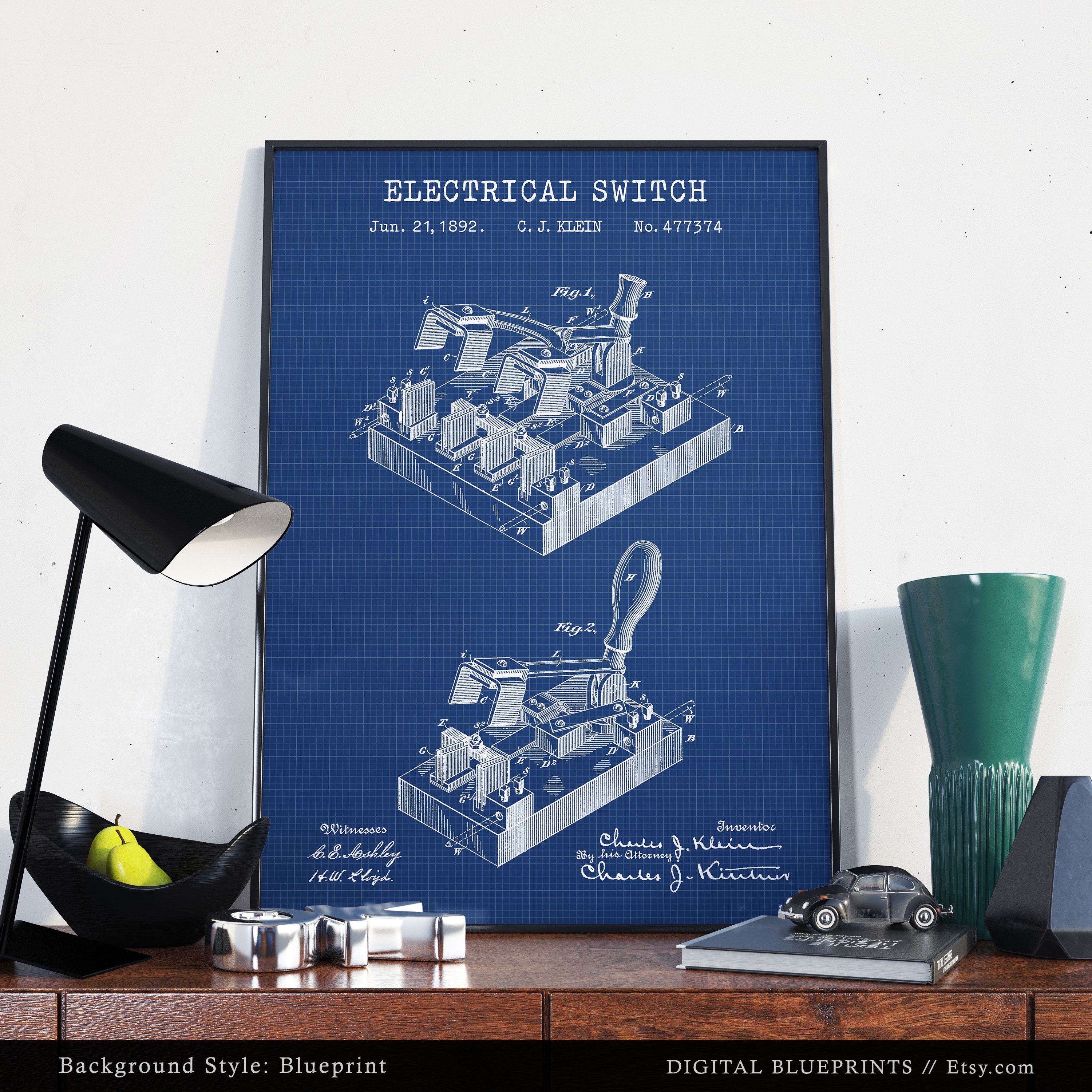 Electric Switch Patent Print Electrical Patents Electrician - Etsy