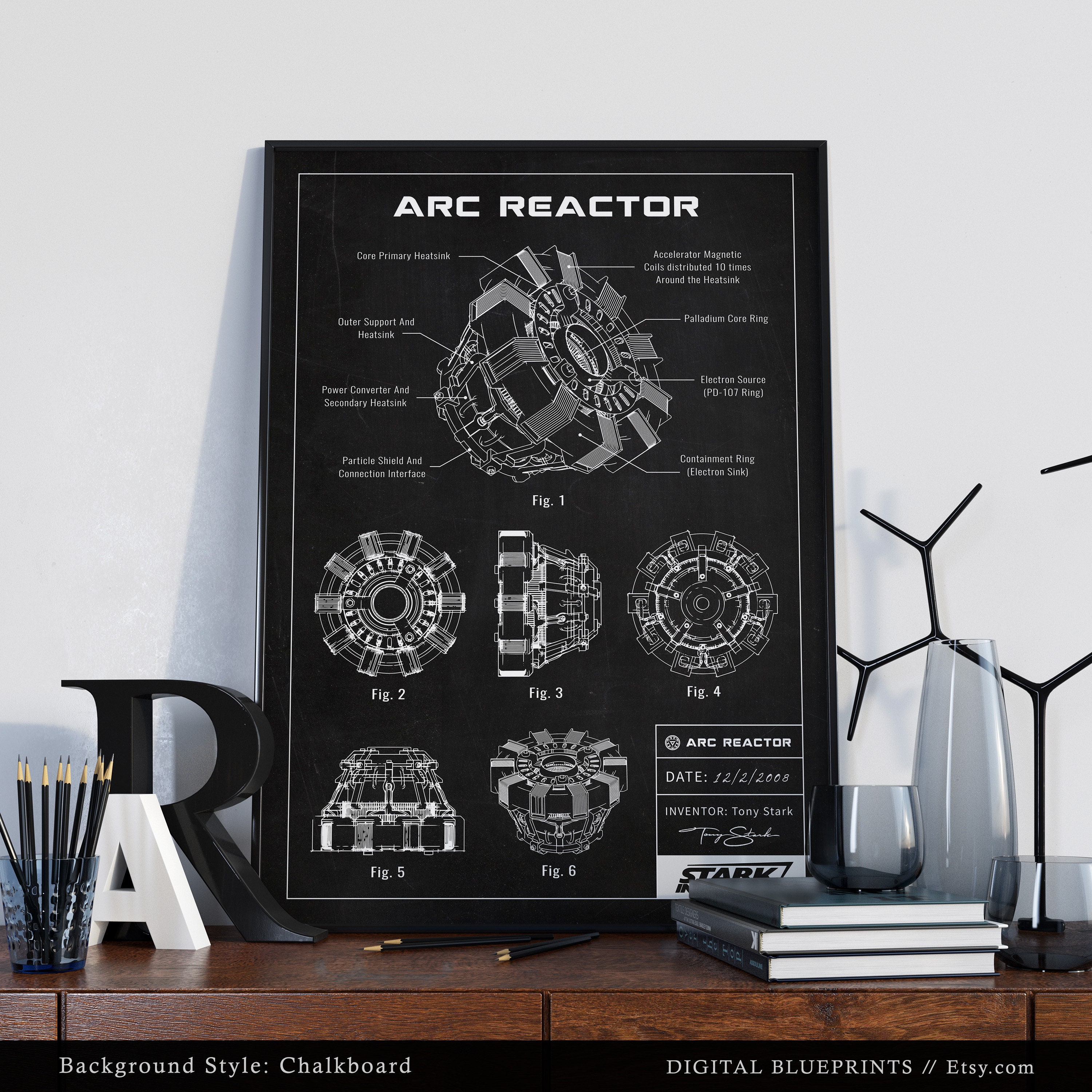 Arc Reactor Blueprint Art Iron Man Movie Poster Printable | Etsy