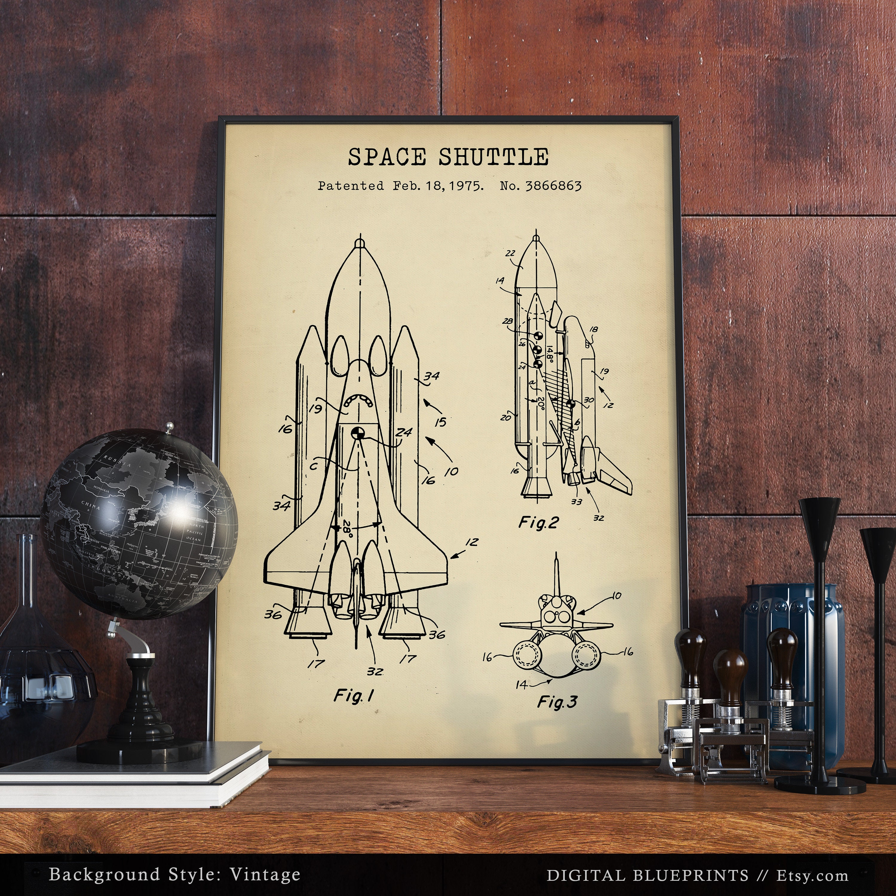Space Shuttle Patent Print NASA Poster 1975 Nasa Space - Etsy