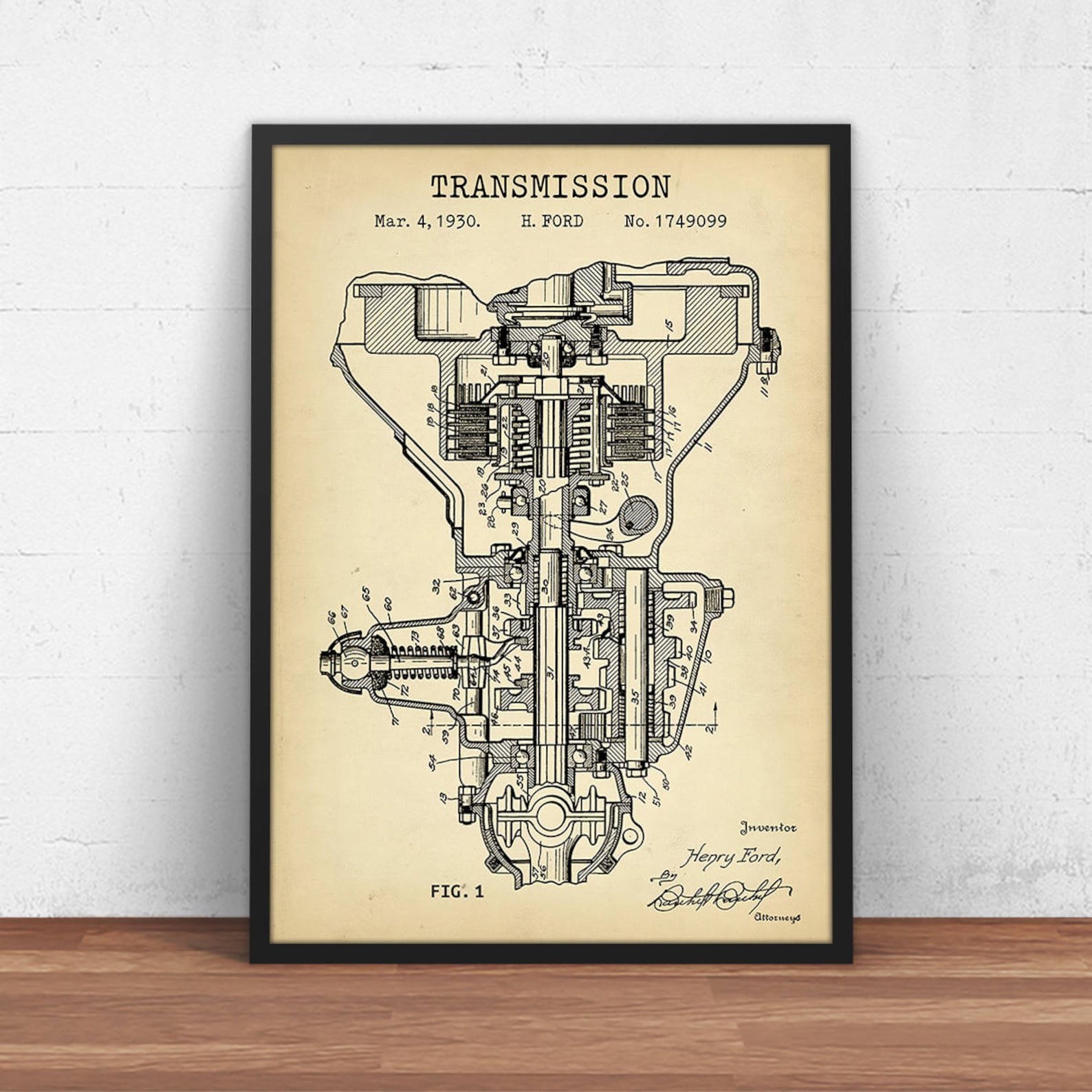 Ford Transmission Patent Print, Transmission Blueprint Art, Henry Ford ...