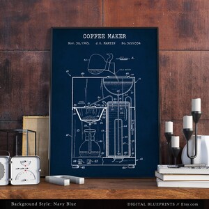 Coffee Machine Blueprint Art, Coffee Patent Prints, Vintage Poster ...