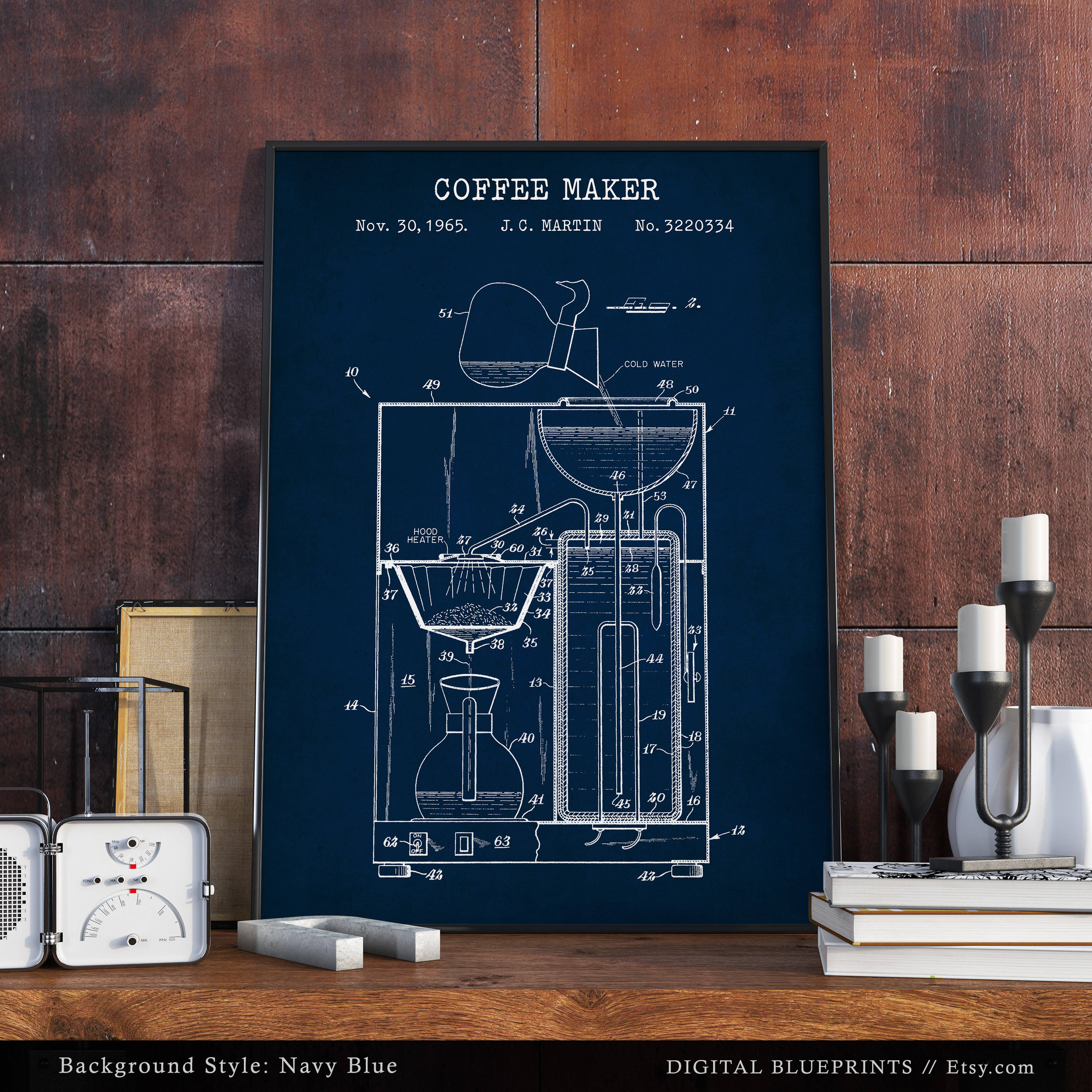 Coffee Machine Blueprint Art Coffee Patent Prints Vintage - Etsy