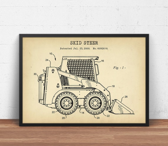 Skid Steer Blueprint Construction Patents Earth Mover - Etsy