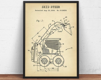 Skid Steer Blueprint Construction Patents Earth Mover | Etsy