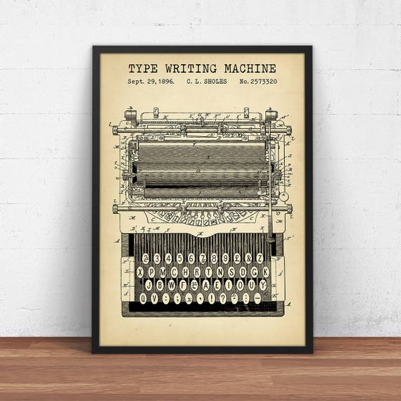 Typewriter Patent Print Typewriter Poster Print Gift for | Etsy