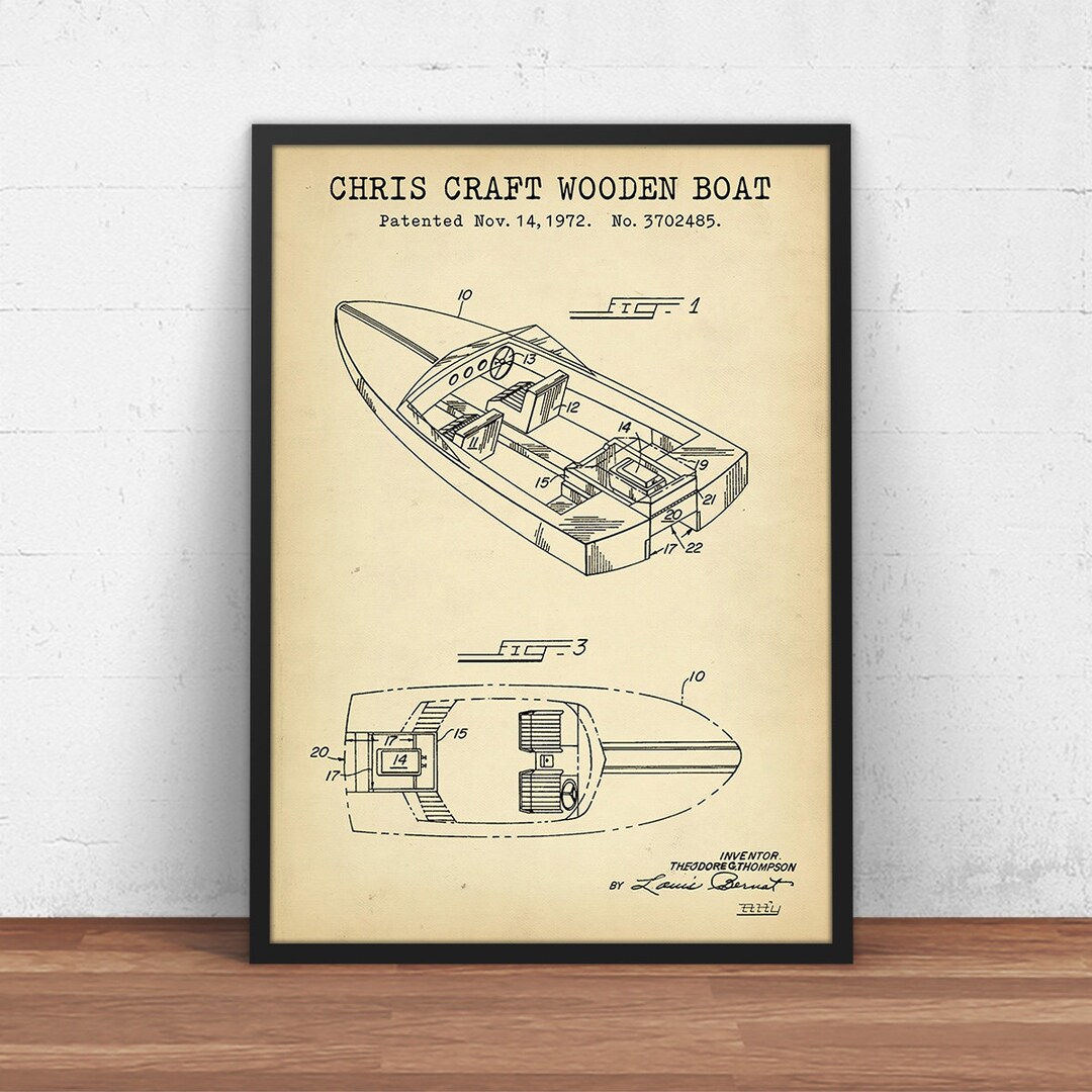 Chris Craft Boat Art, Boat Blueprint Art, Chris Craft Boat Patent Print ...