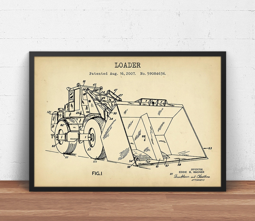 Loader Patent Print, Front End Loader Blueprint Art, Construction Decor ...
