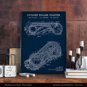 Cyclone Roller Coaster Blueprint Art, Amusement Ride Patent Prints ...