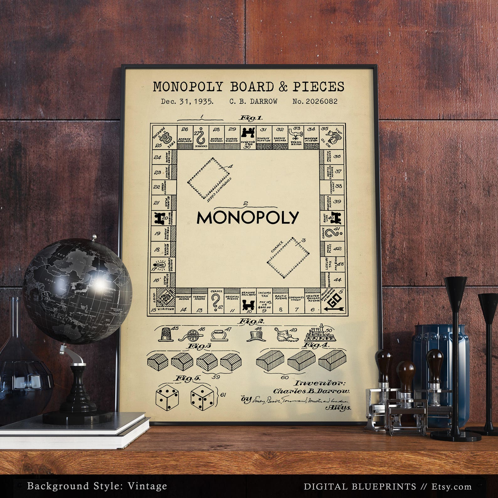 Monopoly Patent Print, Board Game Art, Monopoly Poster Print, Monopoly ...