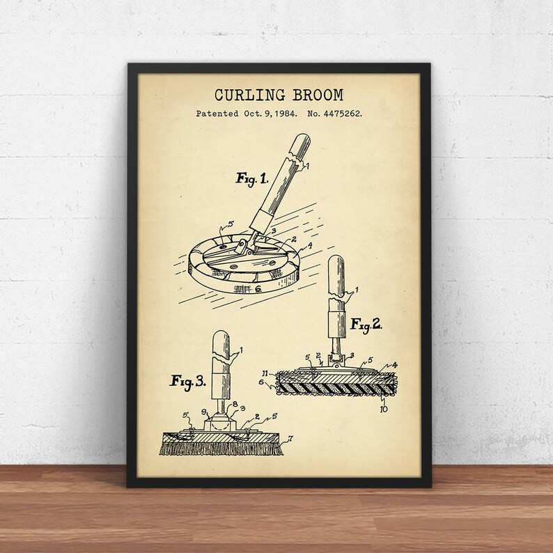 Curling Broom Patent Print, Curling Poster Print, Sports Wall Art Decor ...