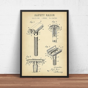 Safety Razor Patent Print, Gillette Adjustable Razor Blueprint ...