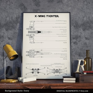 X-wing Fighter Schematic Diagram, Blueprint Art, Star Wars Poster Print ...