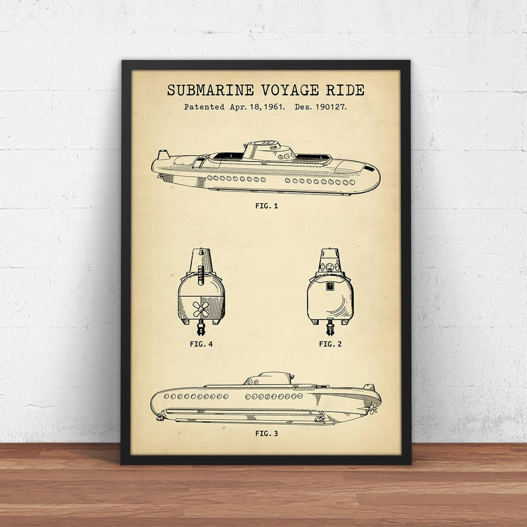 Submarine Voyage Ride, Disneyland Amusement Ride Patent Blueprint Art ...