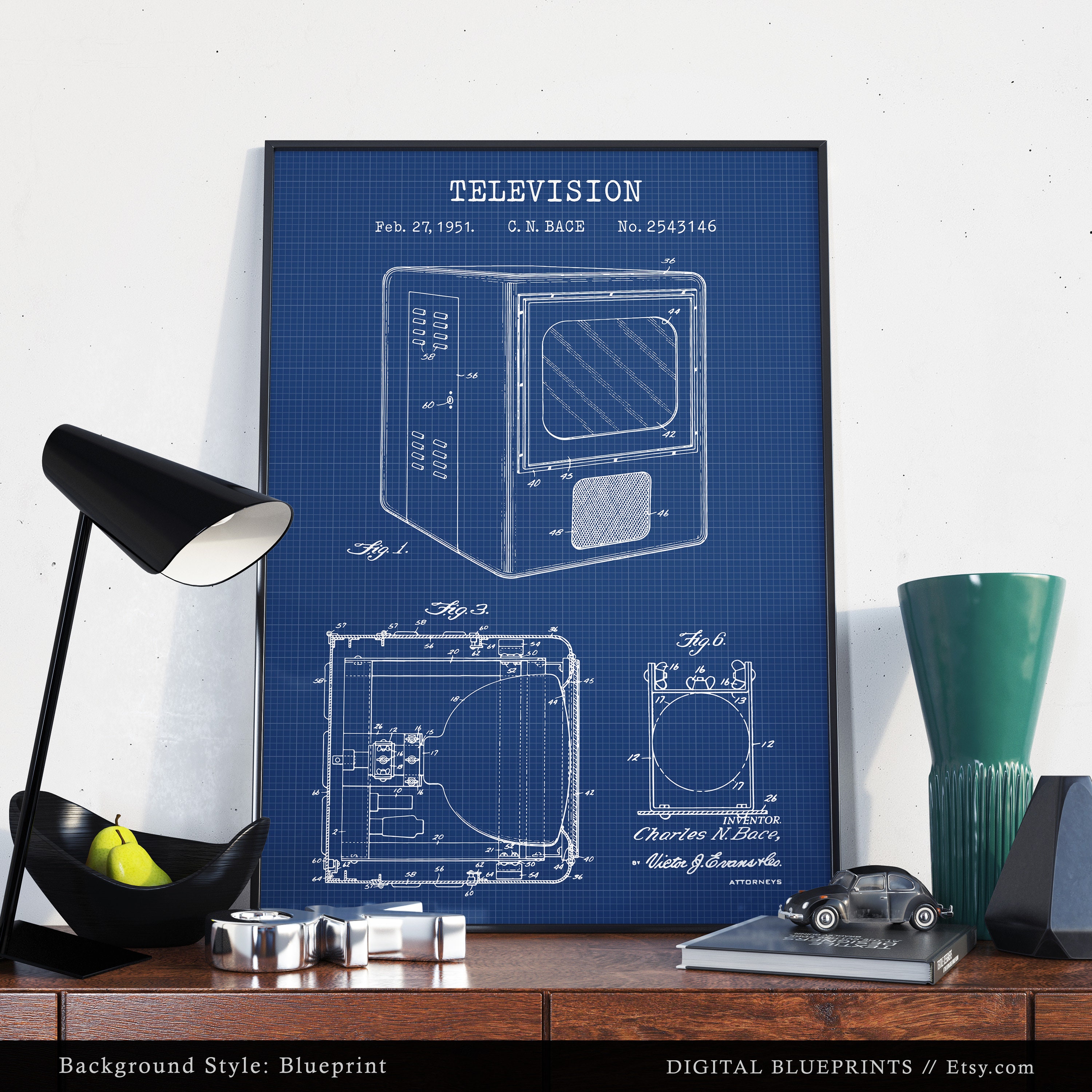 Television Patent Print TV Blueprint Art Vintage TV Set - Etsy UK