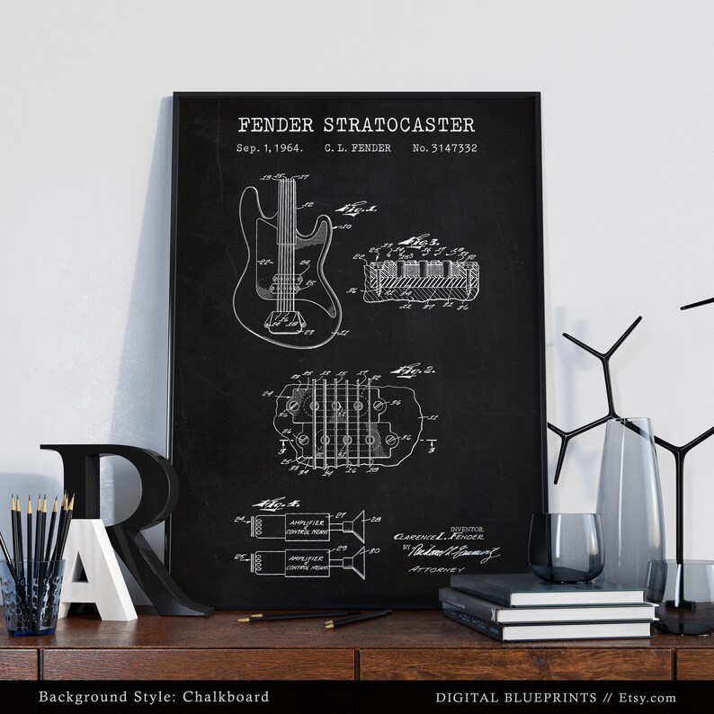 Fender Stratocaster Fender Electric Guitar Poster Guitar | Etsy