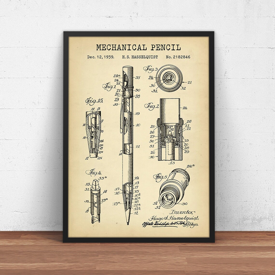 Mechanical Pencil Patent Print, Architect Draftsman Engineer Gifts ...
