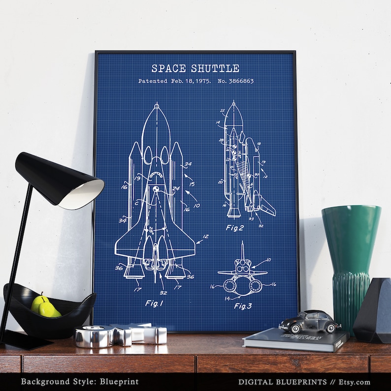 Space Shuttle Patent Print NASA Poster 1975 Nasa Space - Etsy