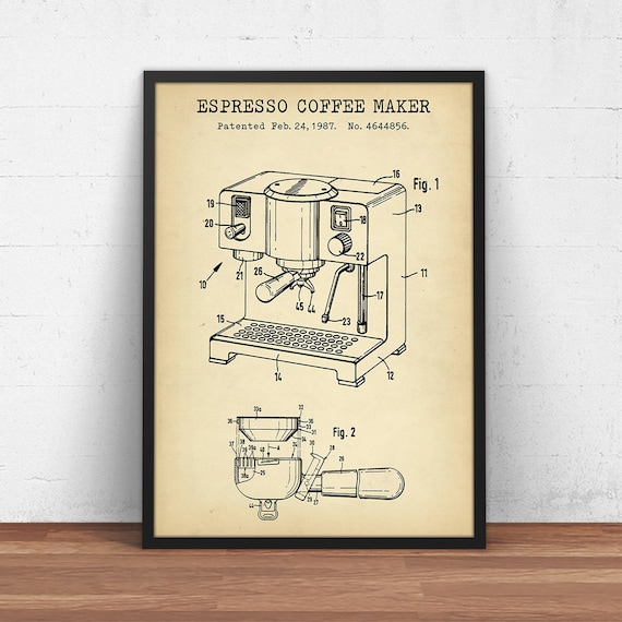 Espresso Coffee Maker Patent Print Blueprint Art Kitchen - Etsy