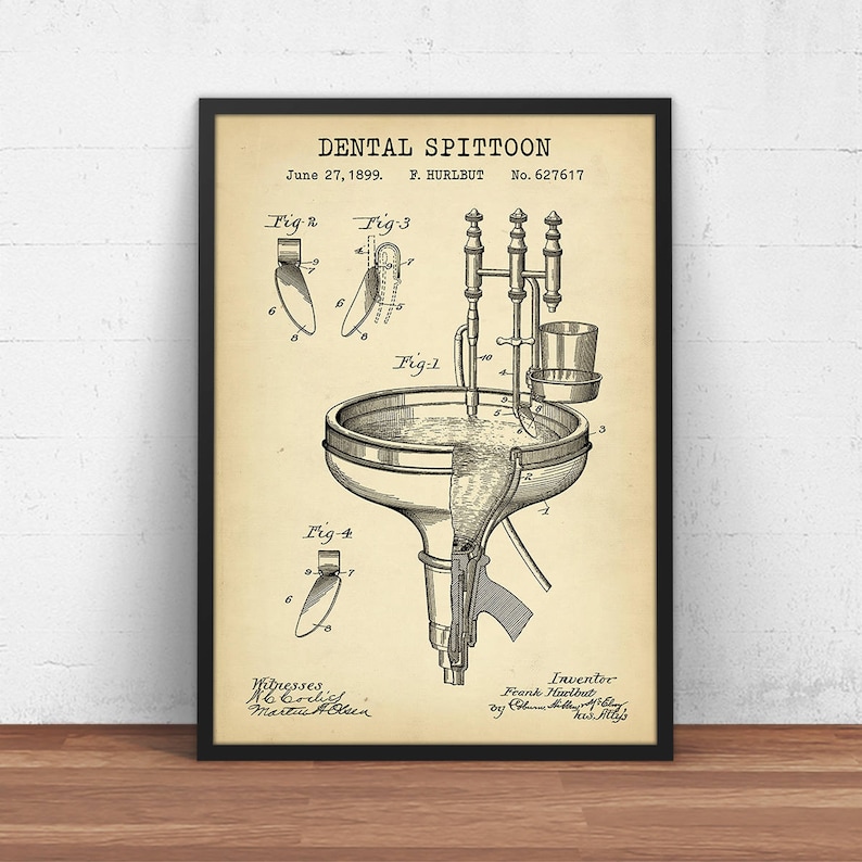 Dental Office Decor, Spittoon Patent Print, Dentist Fountain Poster Art ...