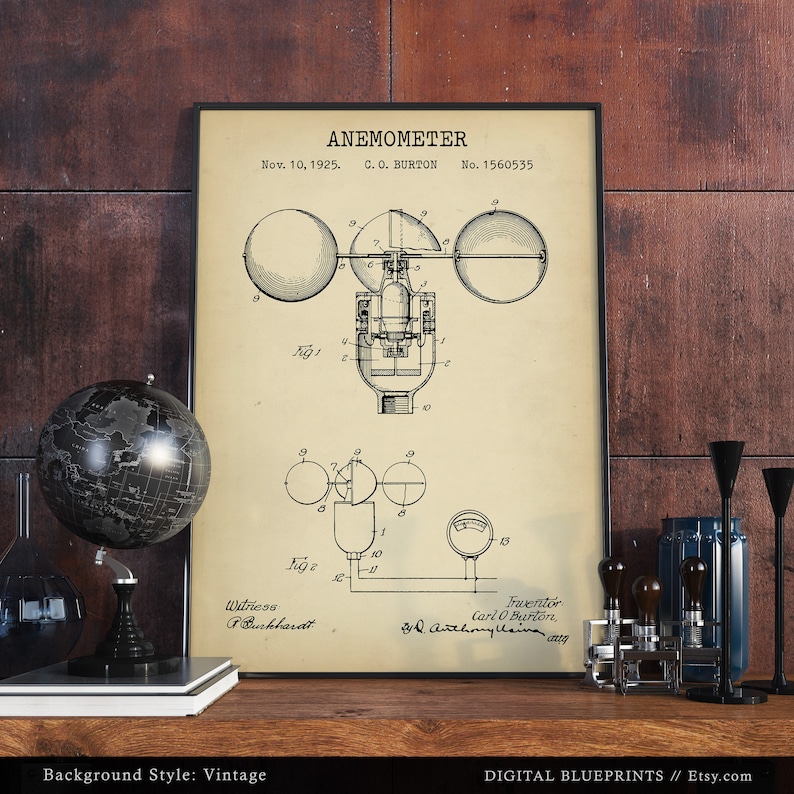 Anemometer Patent Print - Meteorology Student - Meteorologist Gift ...