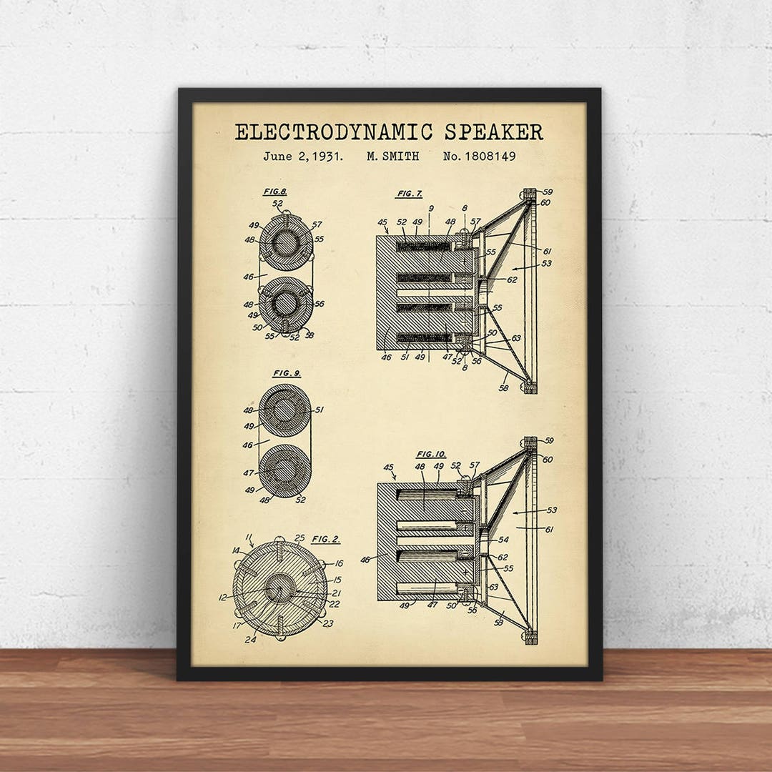 Speaker Patent Print, Speaker Blueprint Art Media Room Decor Home ...