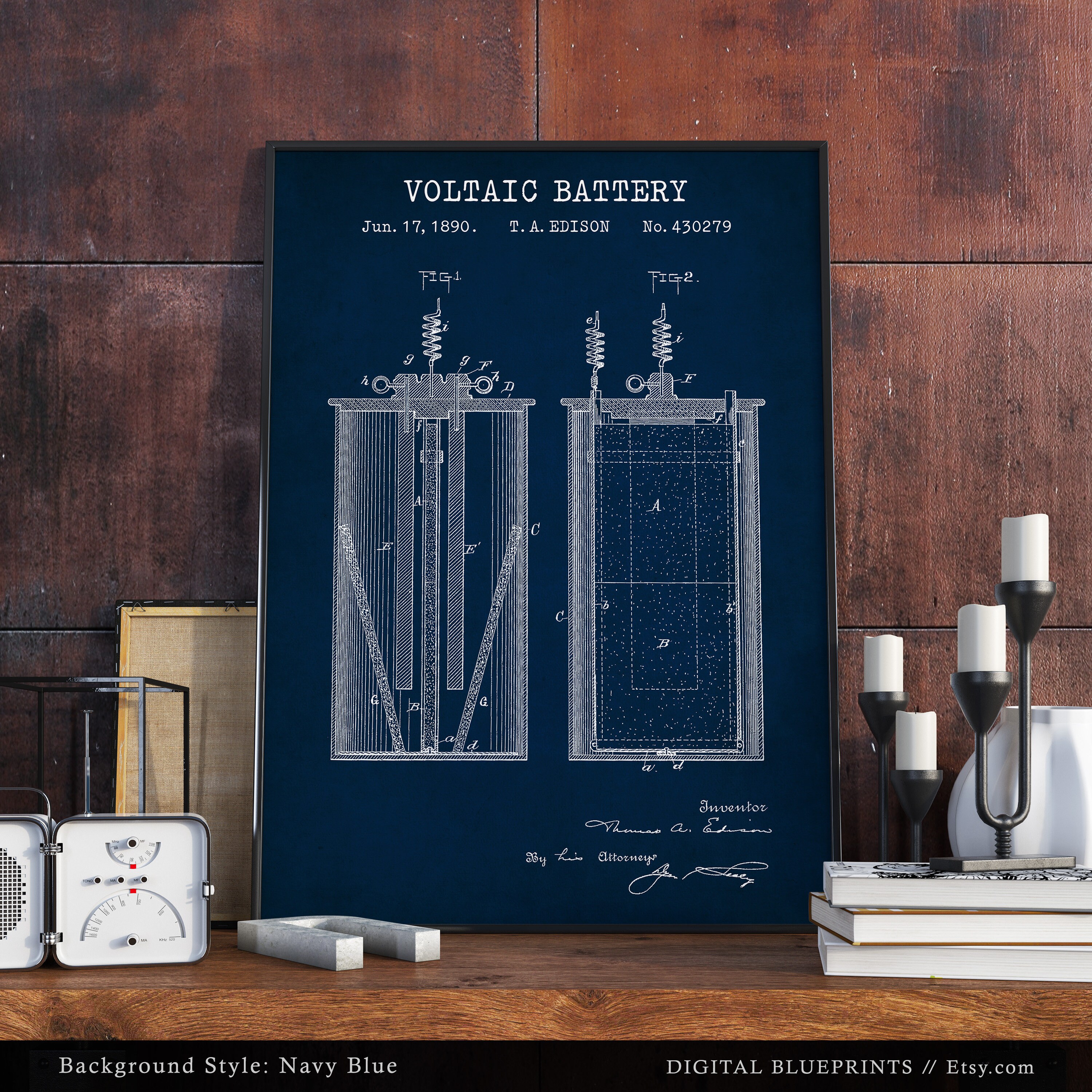 Battery Blueprint Thomas Edison Voltaic Battery Patent Print - Etsy
