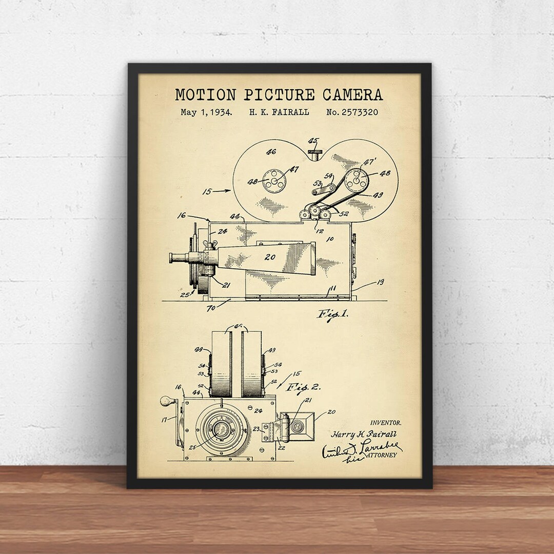 Motion Picture Camera, Patent Prints, Vintage Camera Blueprint Movie ...