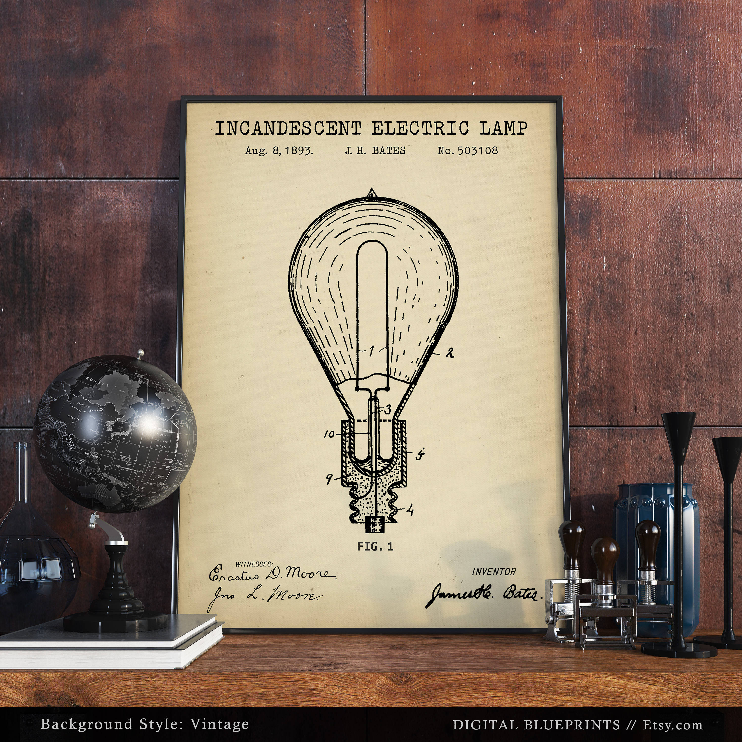 Incandescent Electric Lamp 1893 Patent Prints Light Bulb - Etsy