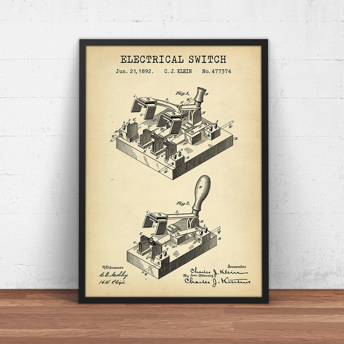 Electric Switch Patent Print Electrical Patents Electrician - Etsy