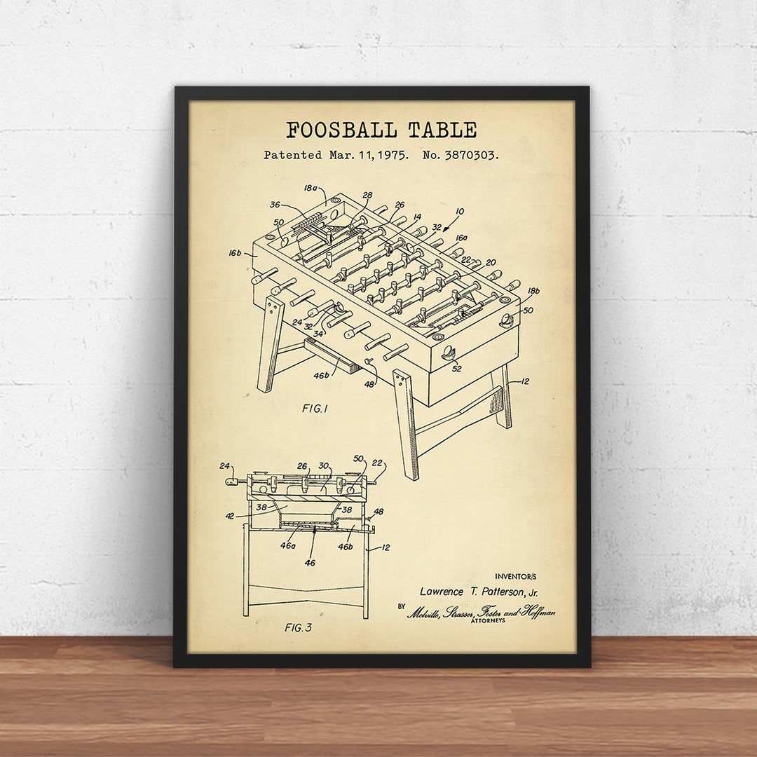 Foosball Table Poster Print, Patent Print, Foosball Prints, Soccer ...