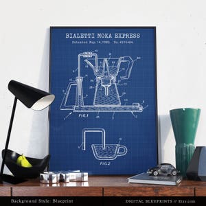 Bialetti Moka Pot Patent Poster, Moka Express Blueprint, Coffee Print ...
