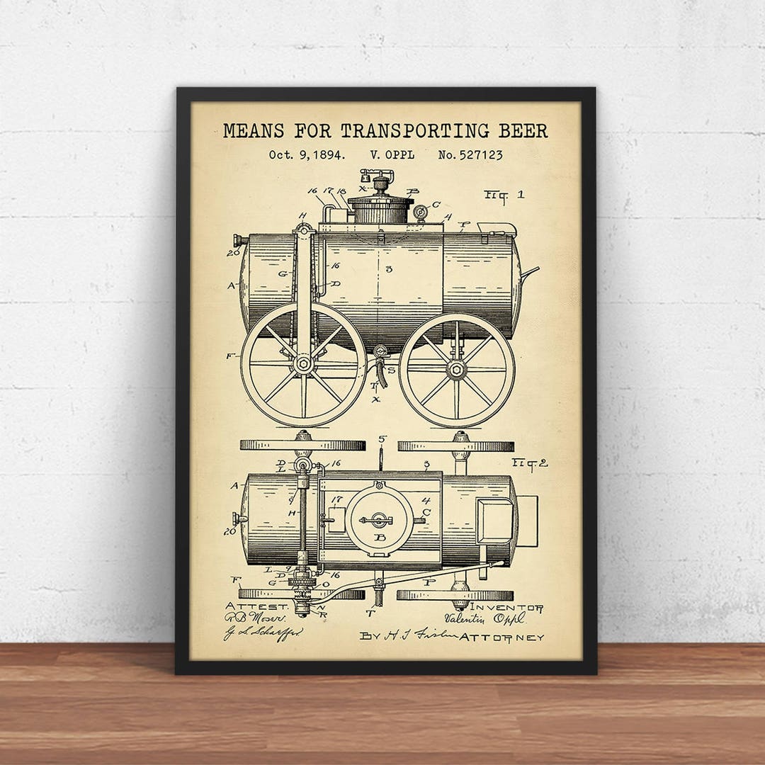 Transporting Beer Patent Print, Old Beer Inventions, Beer Poster Art ...