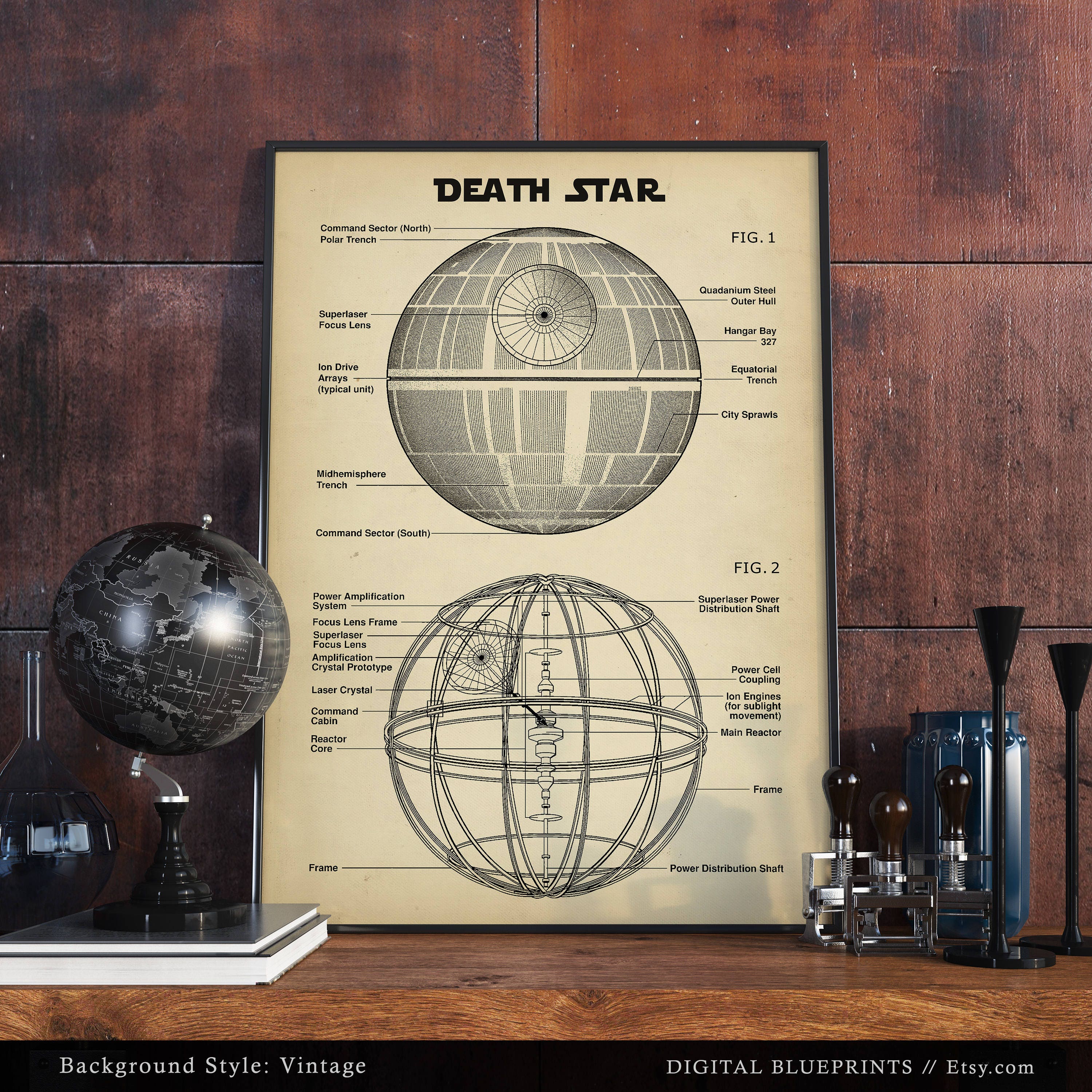 Death Star Poster Print Star Wars Blueprint Art Schematic - Etsy