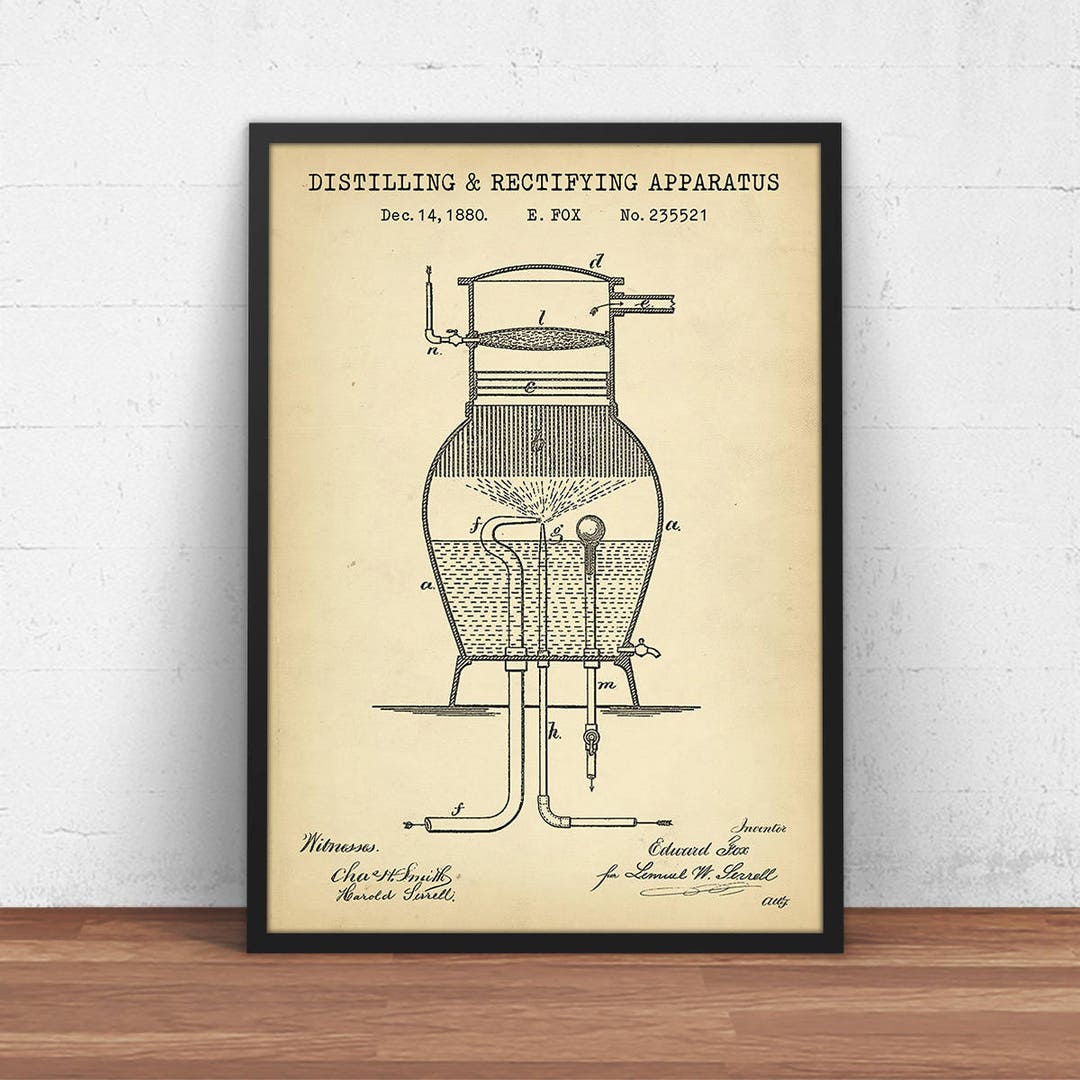 Whiskey Pot Still, Distilling Device Patent Print, Blueprint Art ...