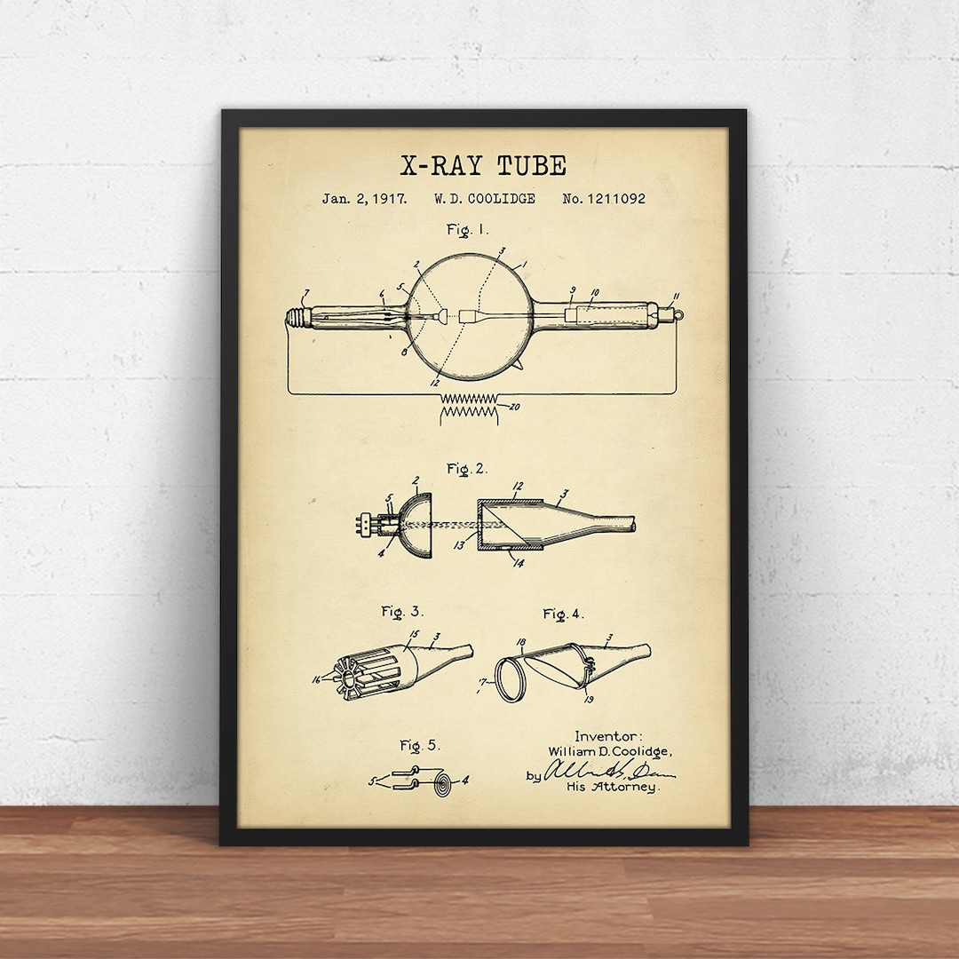 X-ray Patent Print, Coolidge Tube Blueprint, Medical Equipment Poster ...