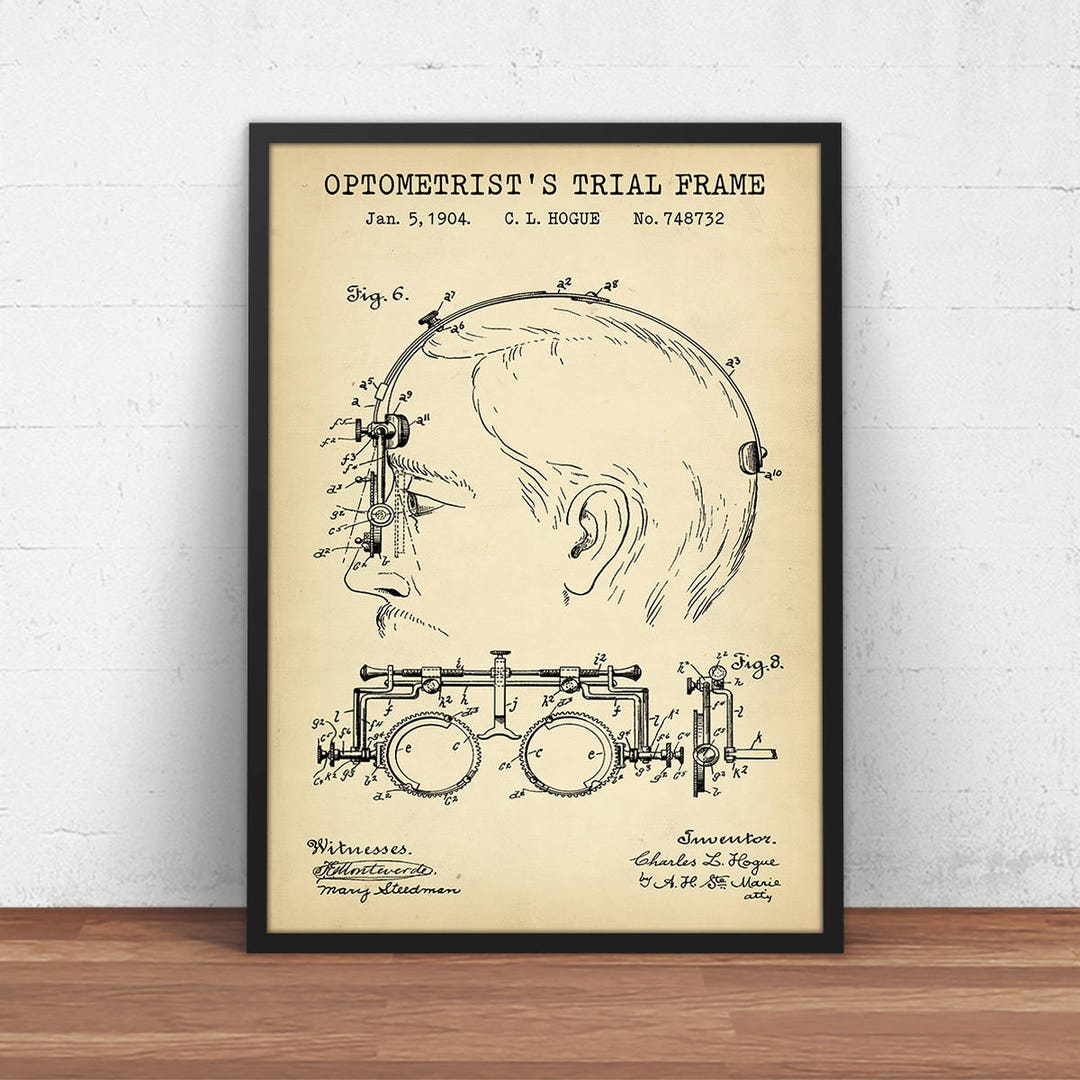 Optometrist Trial Frame Patent Print, Optical Shop Poster Print, Eye ...