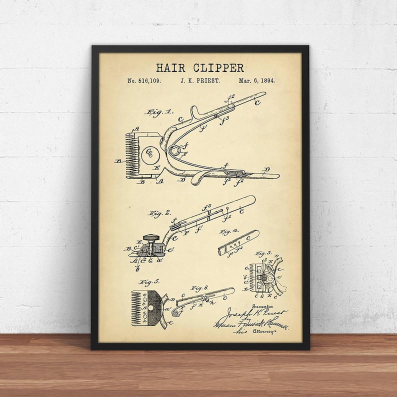 Hair Clipper Patent Print Barber Shop Decor Antique Clipper - Etsy