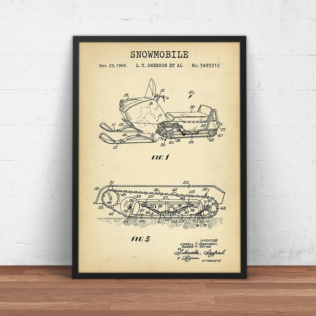 Vintage Snowmobile Blueprint Snowmobile Patent Print | Etsy