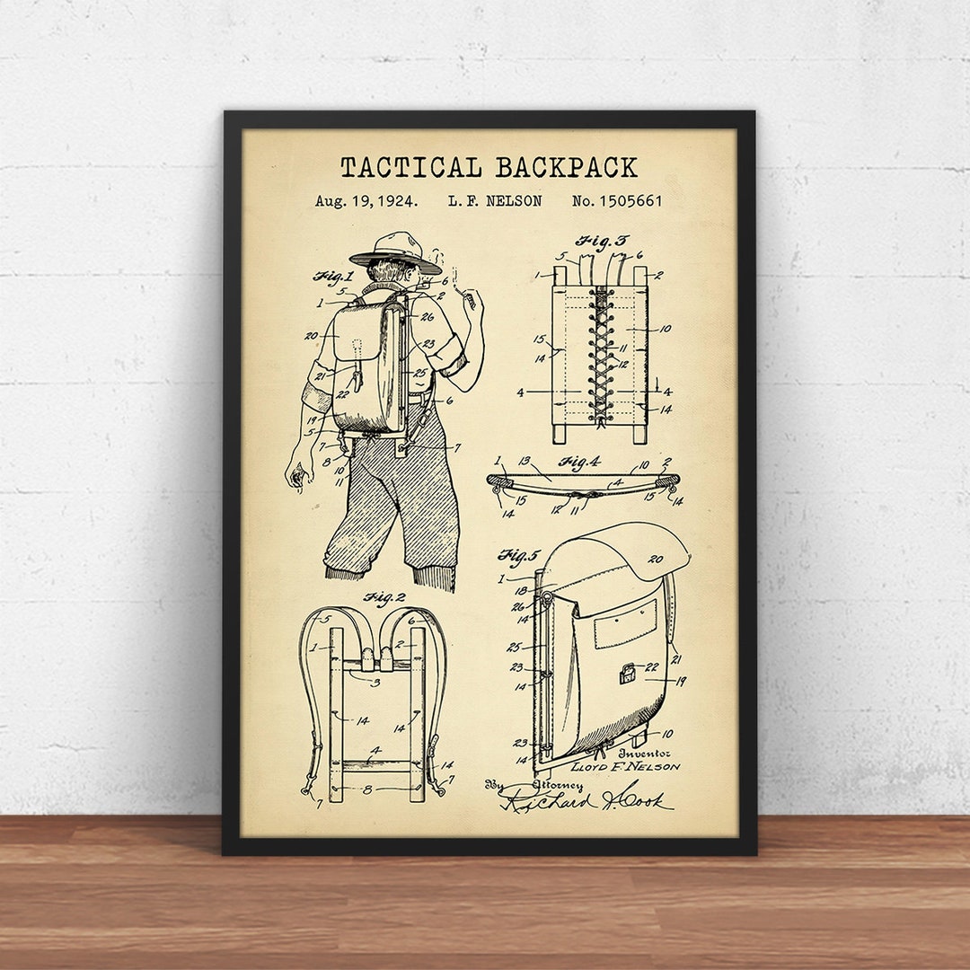 Tactical Backpack Patent Print, Outdoors Hiking, Camping Backpack ...