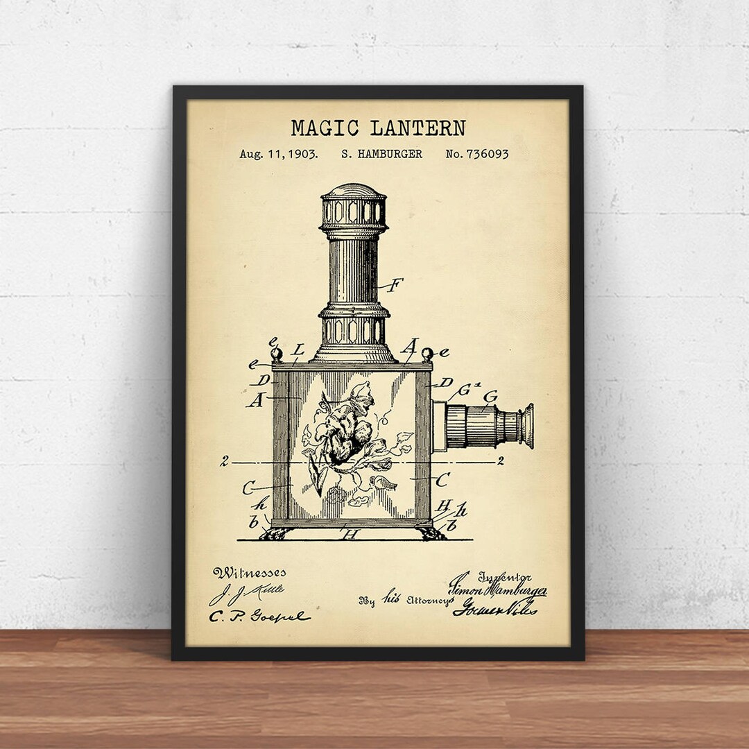 Magic Lantern Patent Artwork, Blueprint Art Vintage Optical Lantern ...