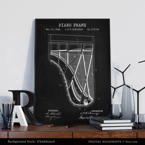 Piano Frame Patent Print, Piano Blueprint Art, Gift for Music Teacher ...