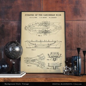 Pirates of the Caribbean Ride Patent Print, Disneyland Wall Art ...