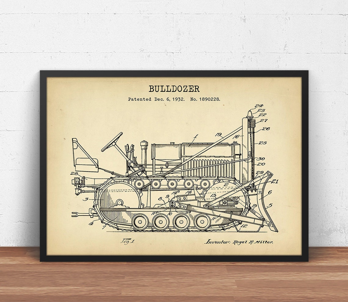 Bulldozer Patent Print Construction Vehicle Blueprint Poster - Etsy
