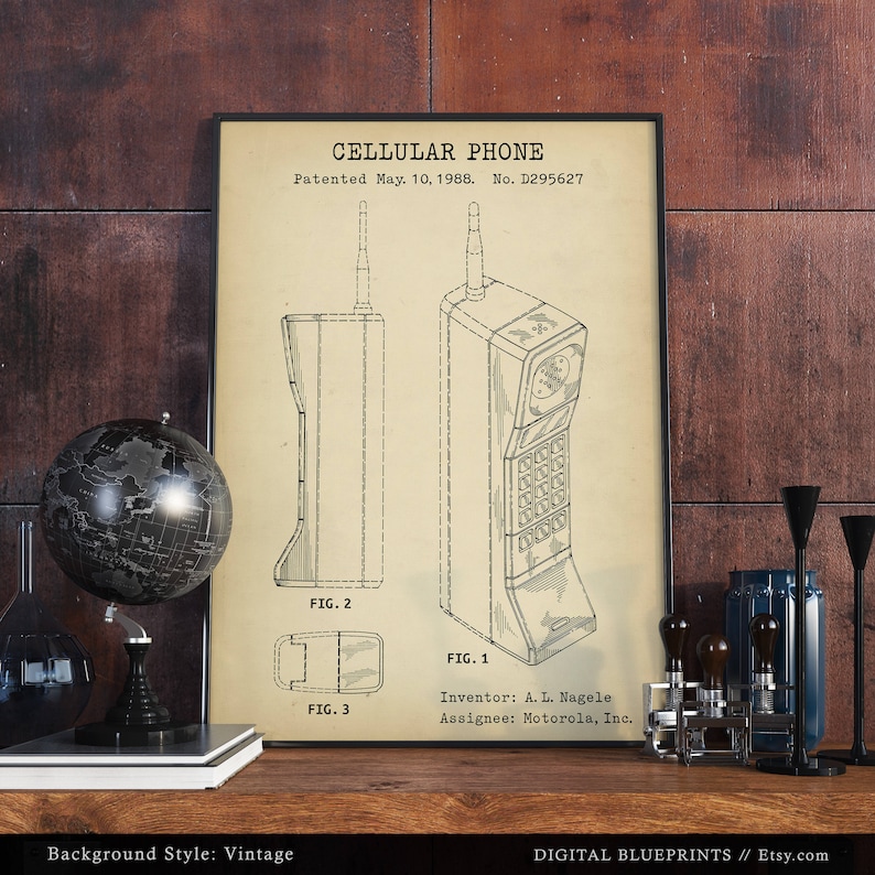 Motorola Cell Phone 1988 Patent Print, Motorola Mobile Phone, Cellular ...